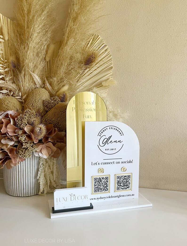 Double Shaped Logo Qrs Website Cardholder Sign - Etsy