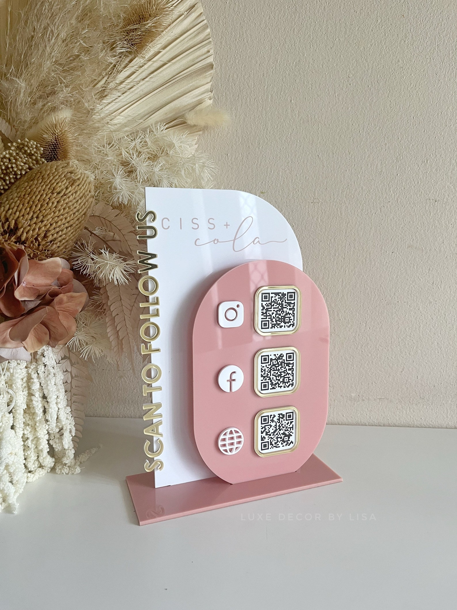 Modern QR Code Social Instagram Facebook Sign Freestanding Acrylic ...