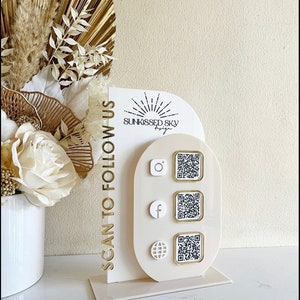 Modern QR Code Freestanding Acrylic Business Sign Version 5 (scan to ...