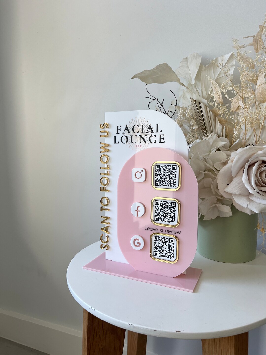 Modern QR Code Freestanding Acrylic Business Sign Version 5 (scan to ...