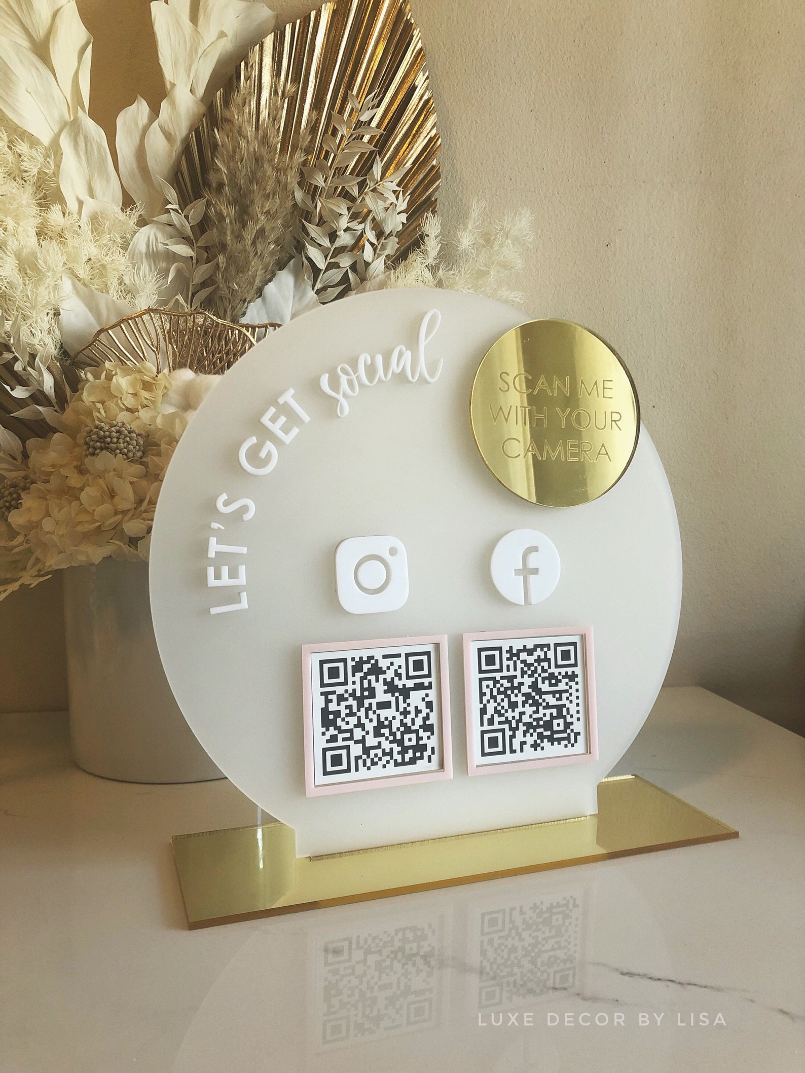 The Round Acrylic Modern QR Sign Freestanding Code Instagram - Etsy