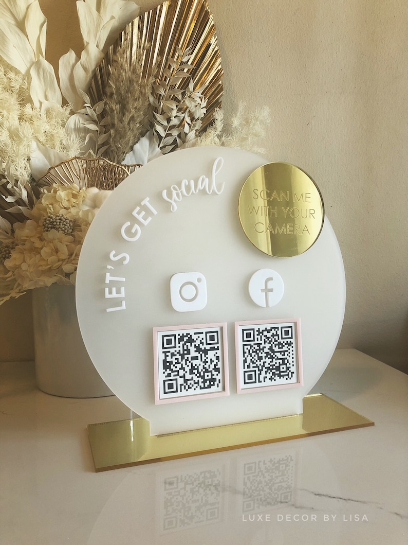 The Round Acrylic Modern QR Sign Freestanding Code Instagram - Etsy