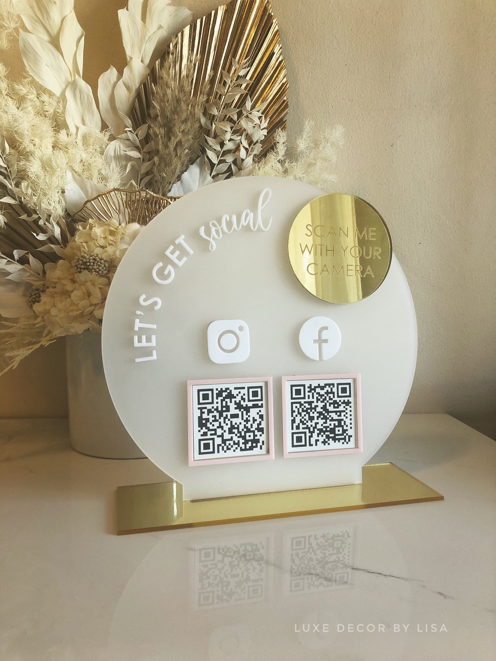 The Round Acrylic Modern QR Sign Freestanding Code Instagram - Etsy