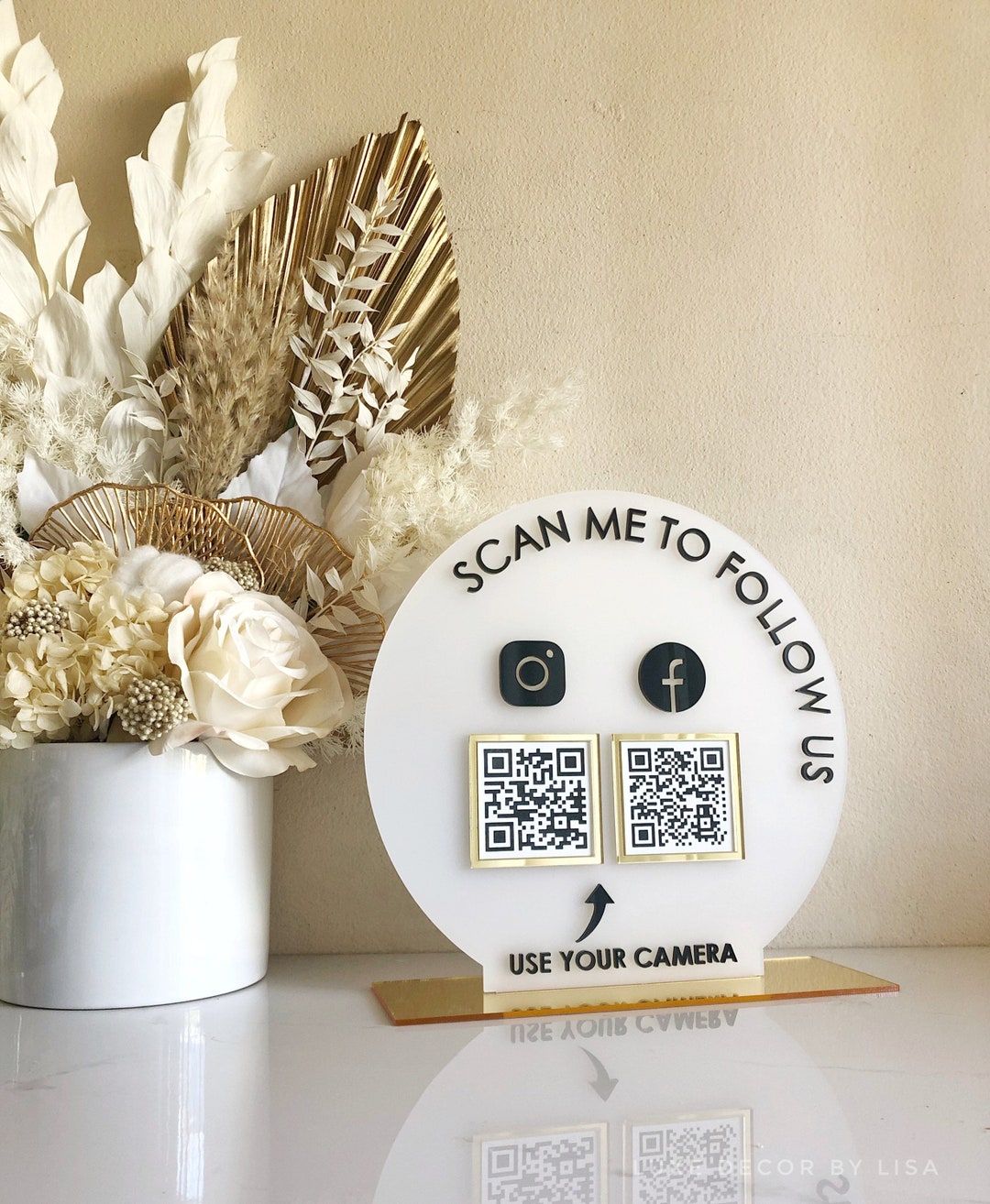 The Round Acrylic Modern QR Sign Freestanding Code Instagram Acrylic ...