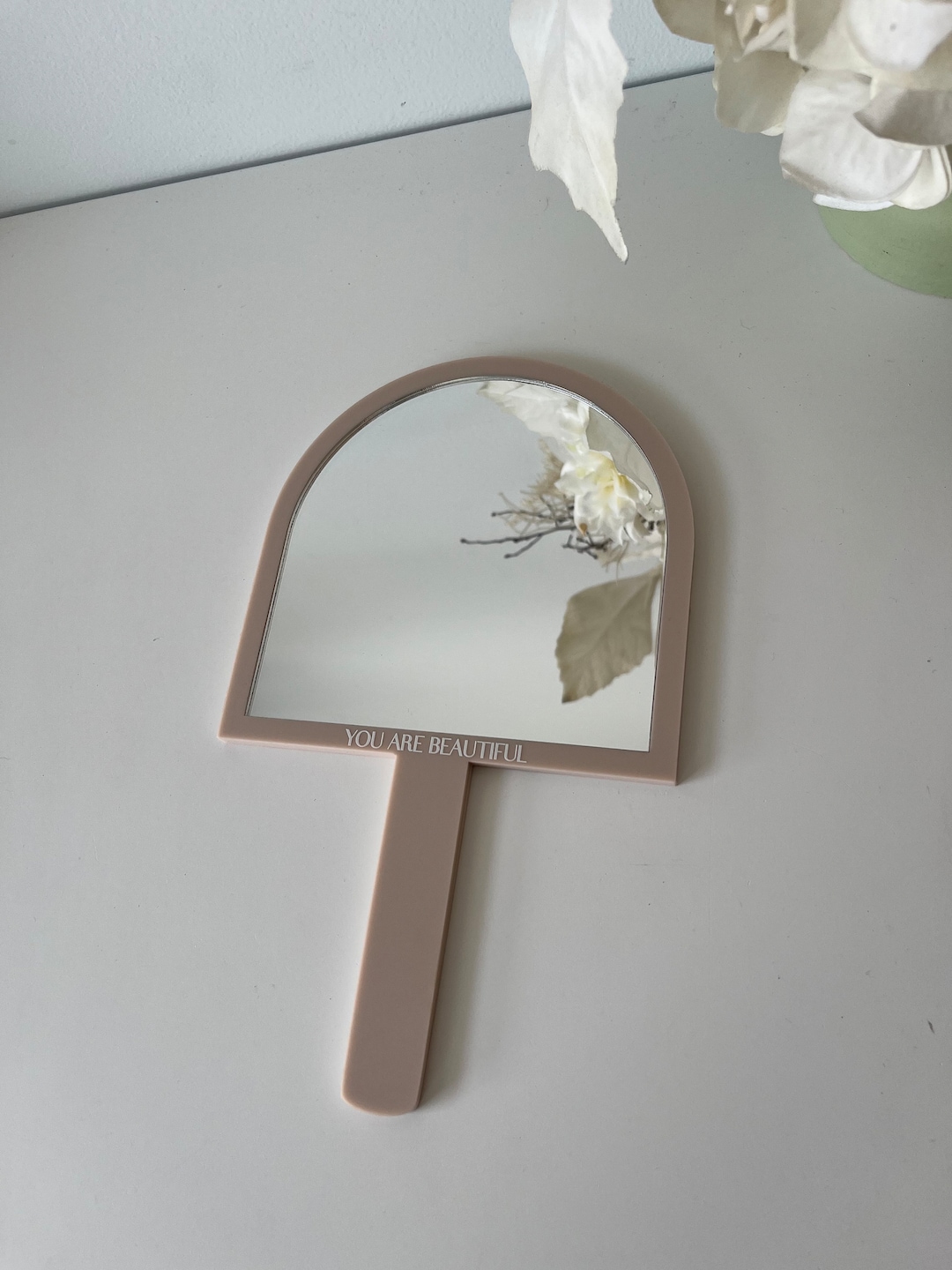 Handheld Custom Name/logo Mirrors - Arch + Additional Line of Text - Etsy