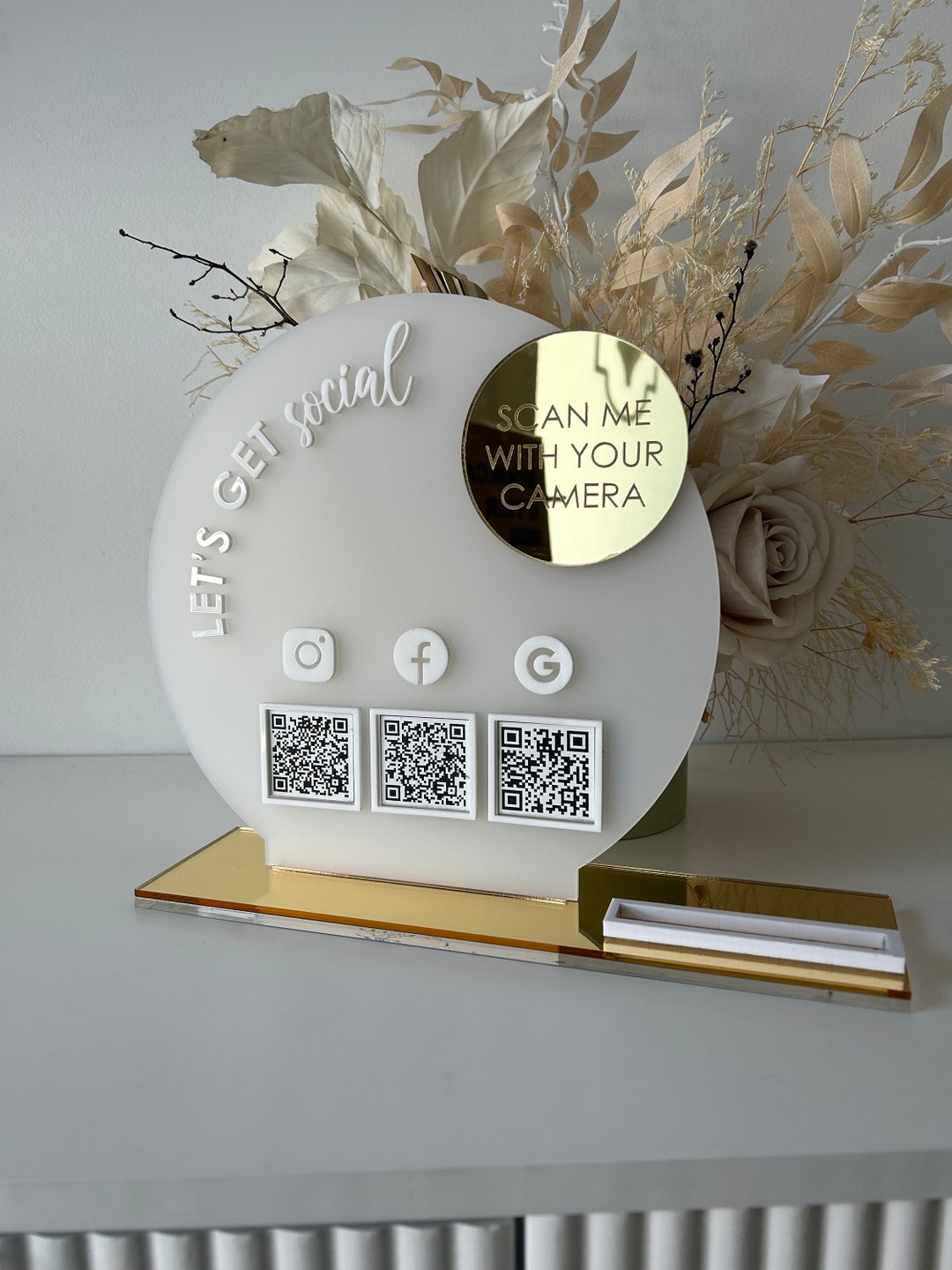 The Round Acrylic Modern QR Sign Freestanding Code Instagram Acrylic ...