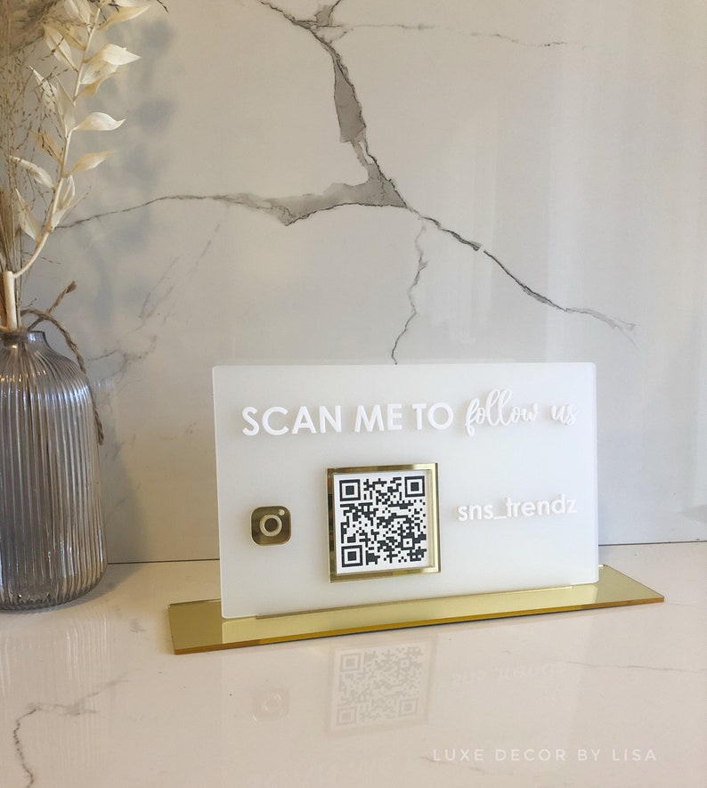 QR Code Sign Horizontal Version Acrylic Business Sign | Etsy