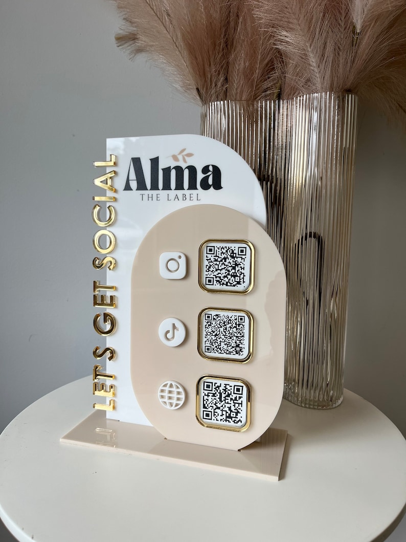 Modern QR Code Freestanding Acrylic Business Sign Version 5 (let’s Get ...
