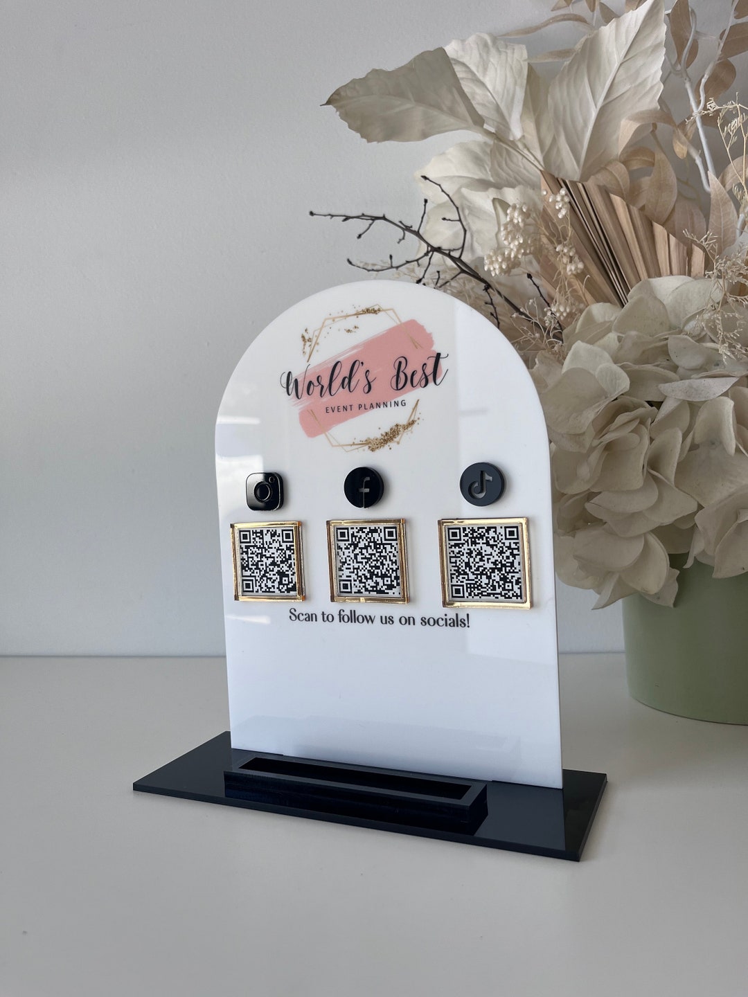 Arch Acrylic Social and Card Holder Sign 3 - Logo - Etsy