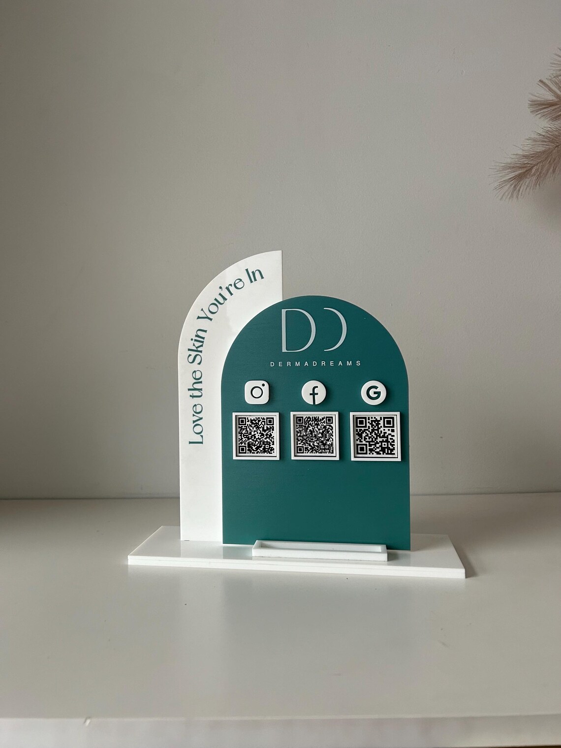 Semi + Arched Social Sign + Card Holder - 3 QR Codes - Etsy