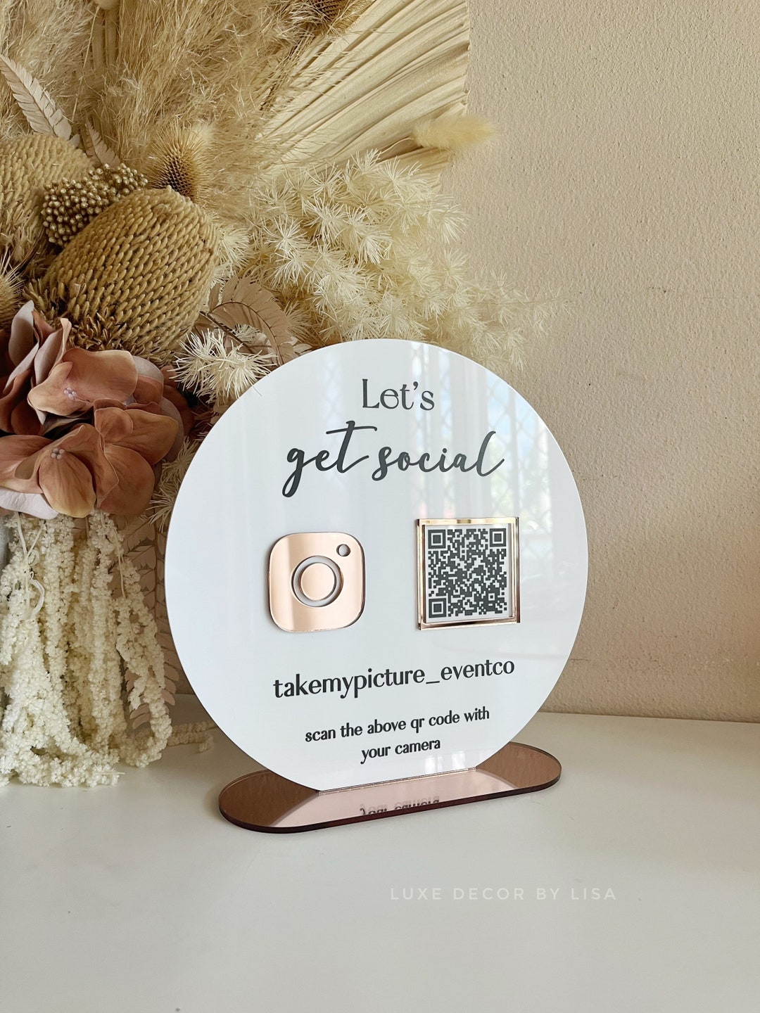 Round Printed Social Instagram Sign Freestanding - Etsy