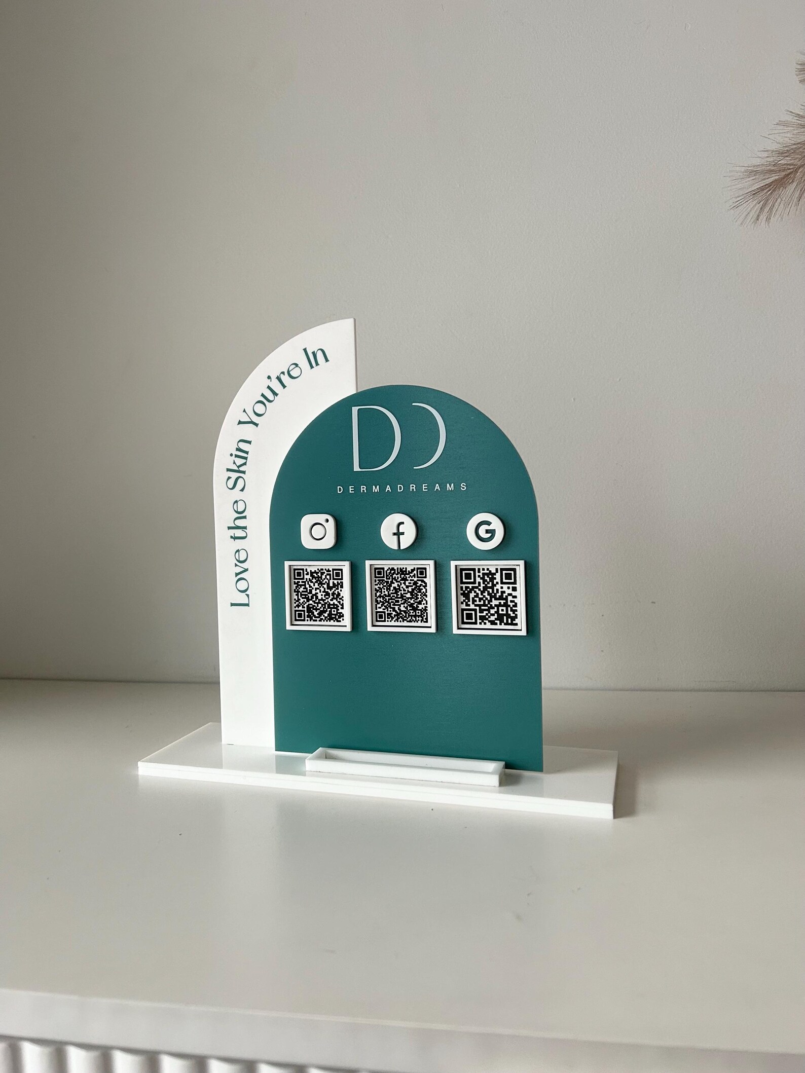 Semi + Arched Social Sign + Card Holder - 3 QR Codes - Etsy