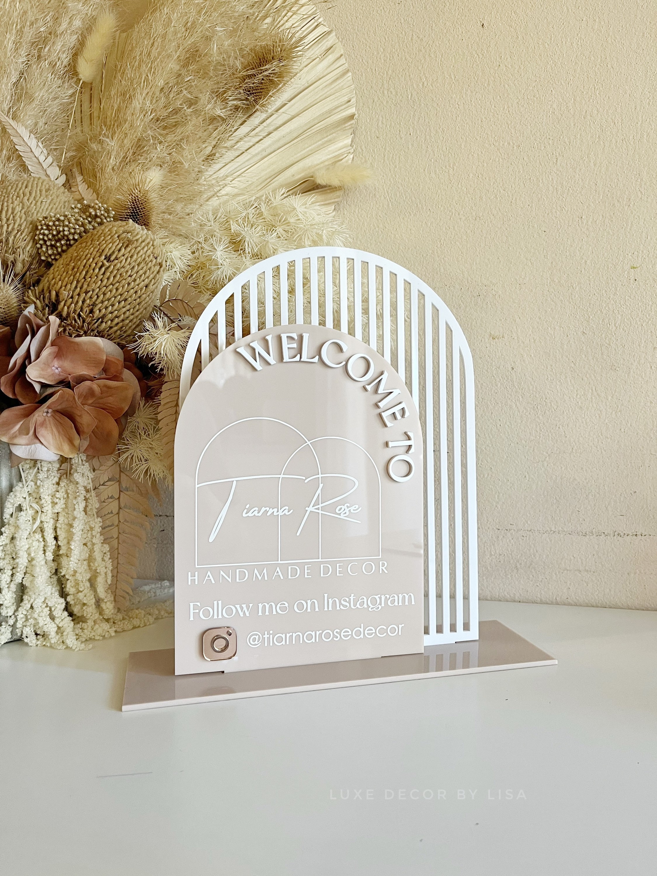 The Double Arched Acrylic Modern Logo Sign Freestanding Code - Etsy