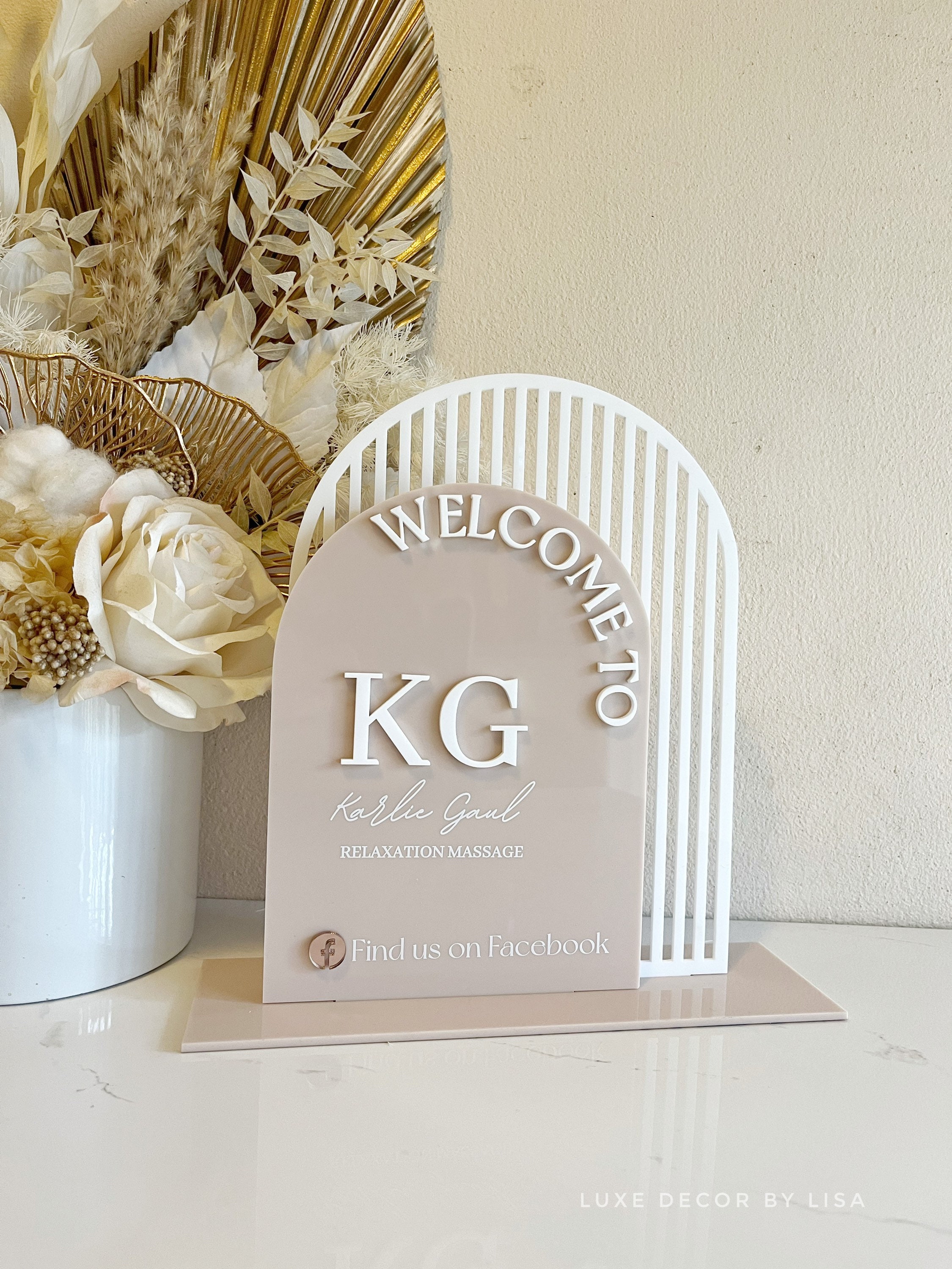 The Double Arched Acrylic Modern Logo Sign Freestanding Code - Etsy