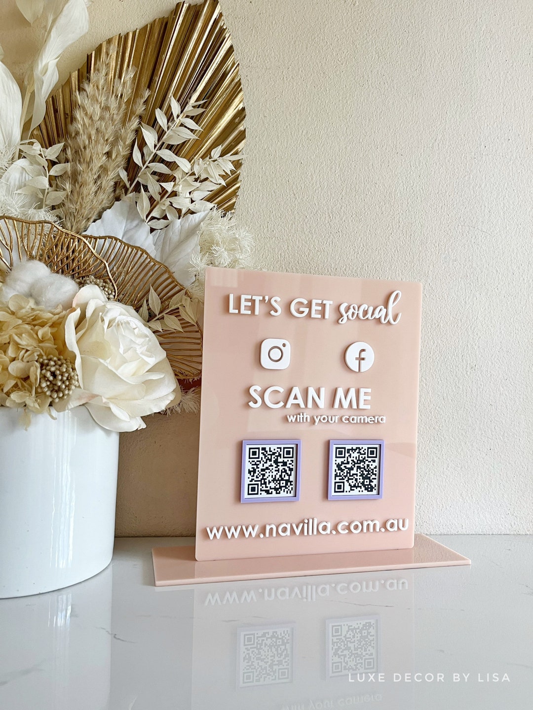 Freestanding QR Code Sign Instagram Acrylic Business Sign DOUBLE QR - Etsy