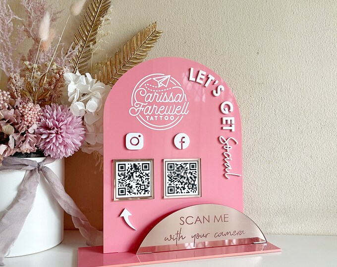 The Arched Acrylic Modern QR Code Social Instagram Facebook - Etsy