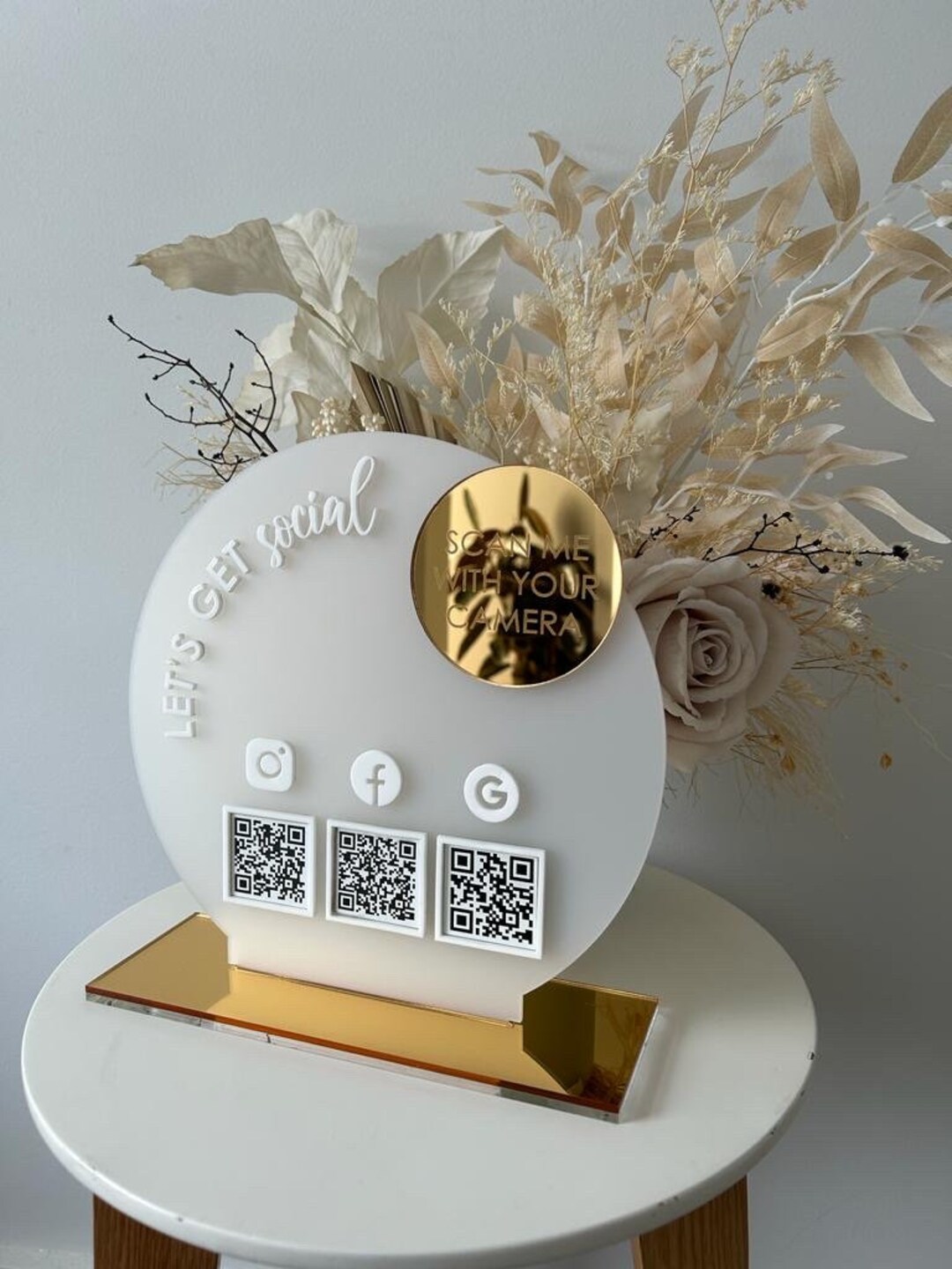 The Round Acrylic Modern QR Sign Freestanding Code Instagram Acrylic ...