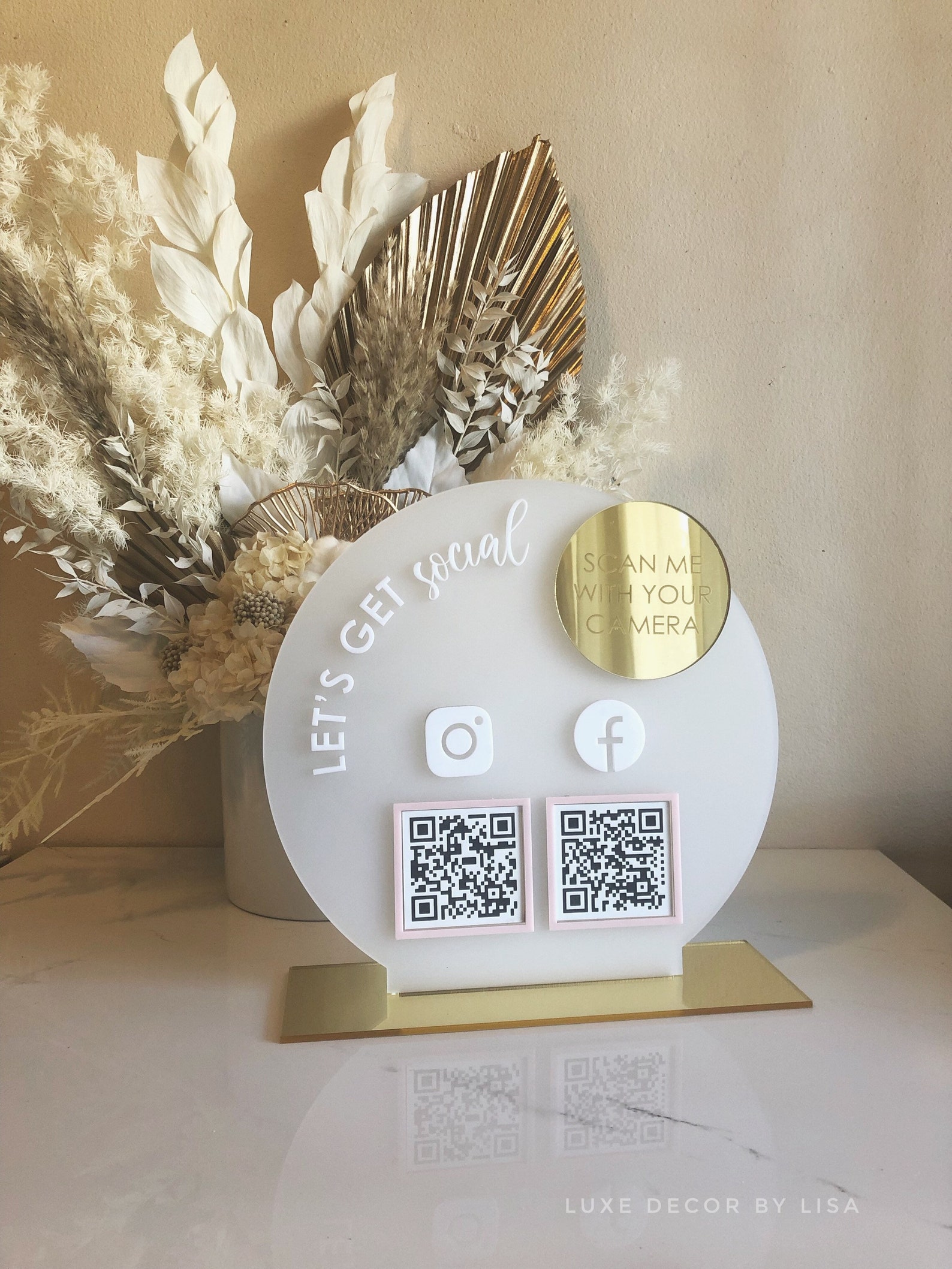 The Round Acrylic Modern QR Sign Freestanding Code Instagram - Etsy
