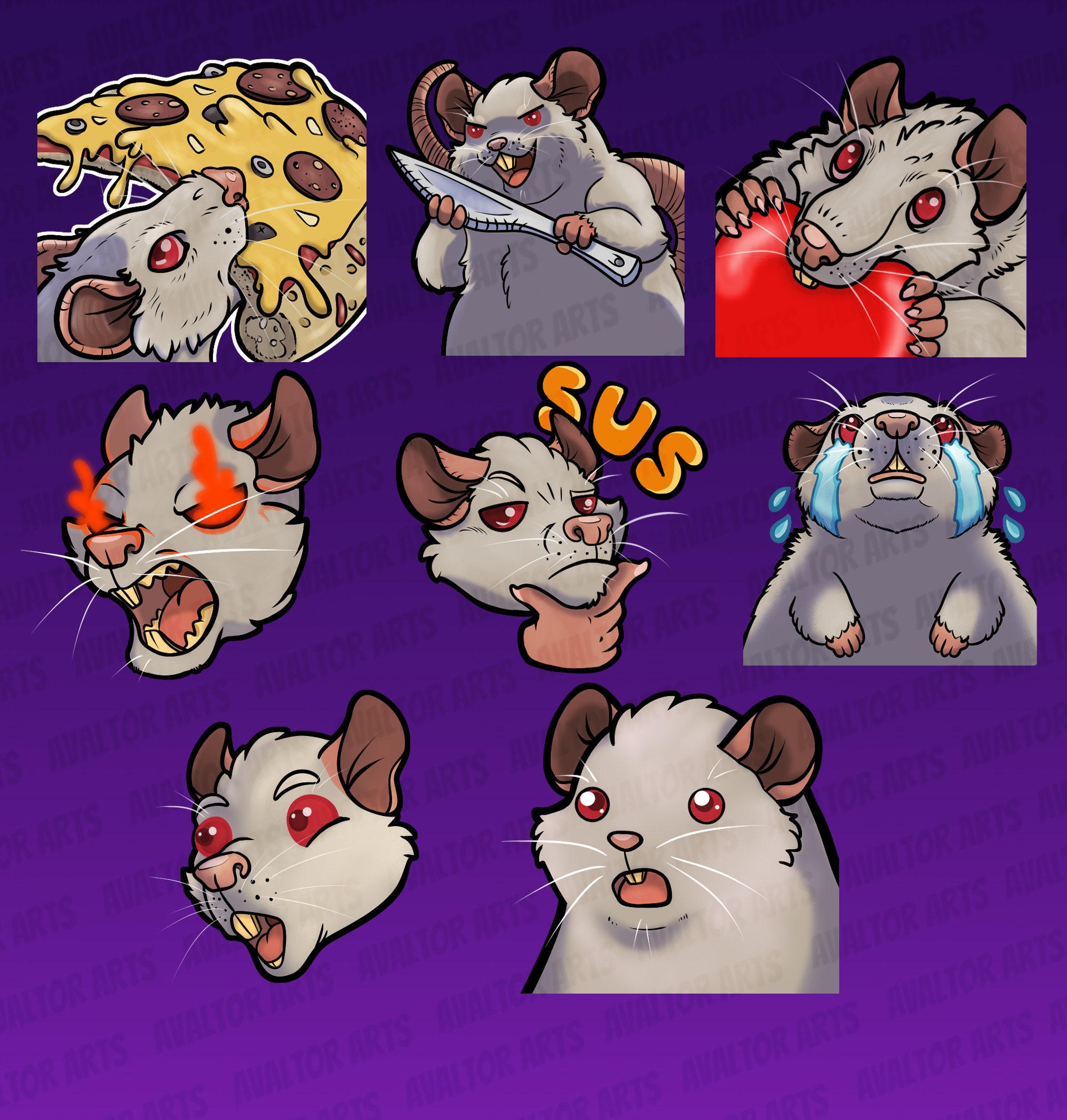 8 White RATS EMOTE Channel Emote for Twitch/ Discord/ Stream/ Affiliate ...