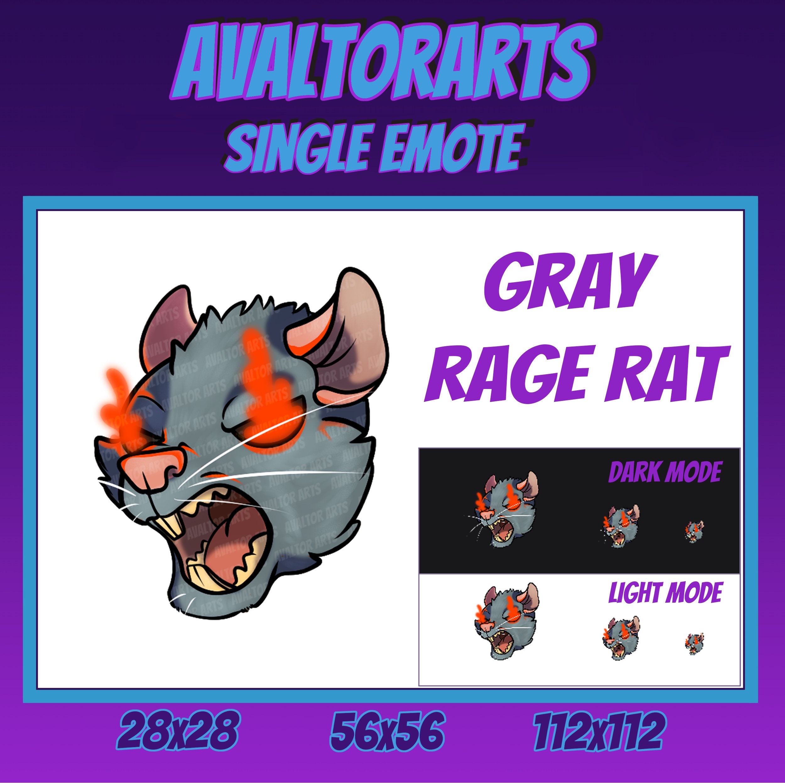 Gray RAT RAGE Channel Emote for Twitch/ Discord/ Stream/ Affiliate ...