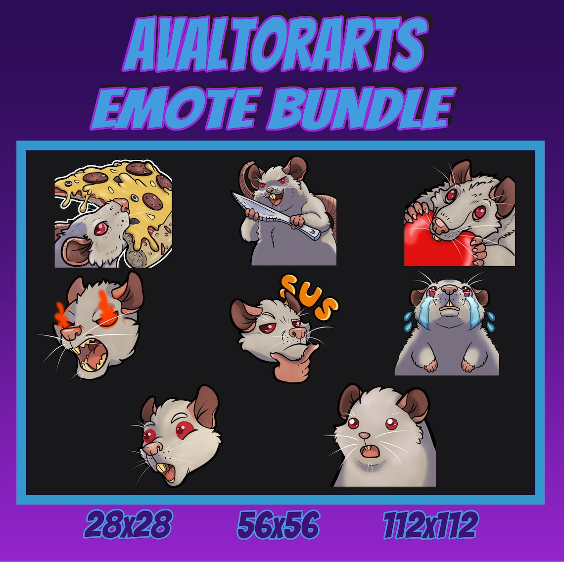 8 White RATS EMOTE Channel Emote for Twitch/ Discord/ Stream/ Affiliate ...