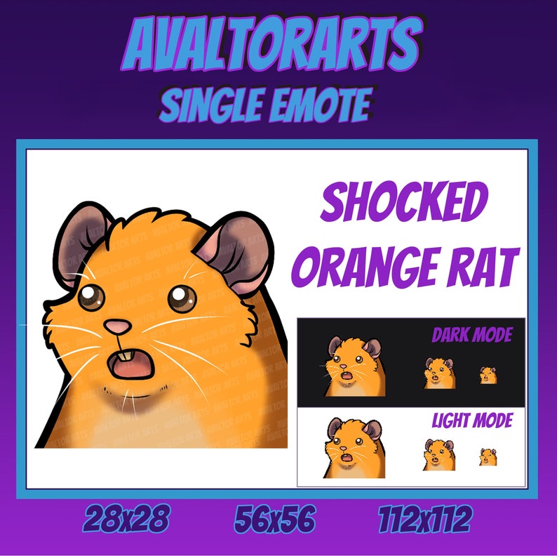 SHOCKED RAT ORANGE Channel Emote for Twitch/ Discord/ Stream/ Affiliate ...