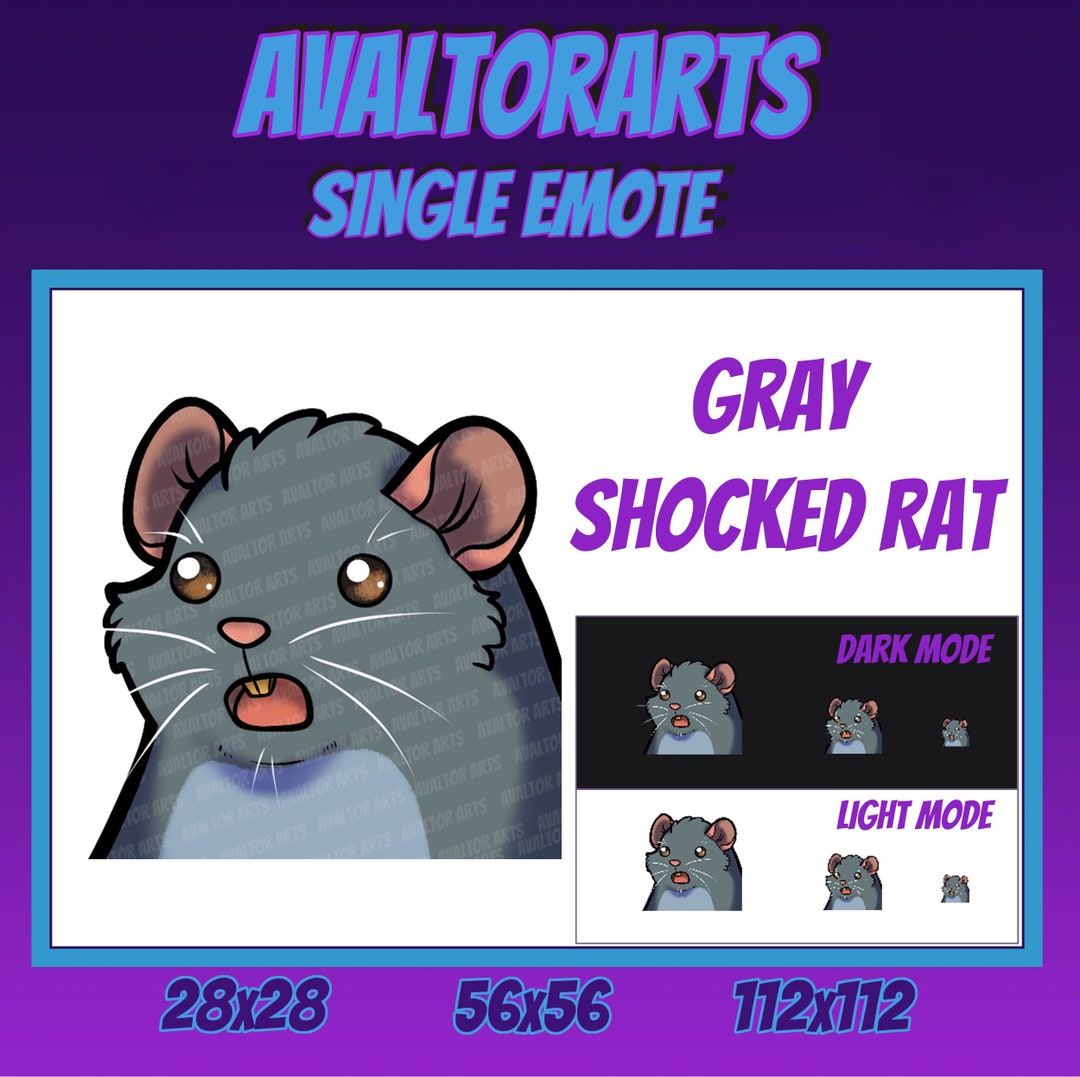 SHOCKED GRAY RAT Channel Emote for Twitch/ Discord/ Stream/ Affiliate ...