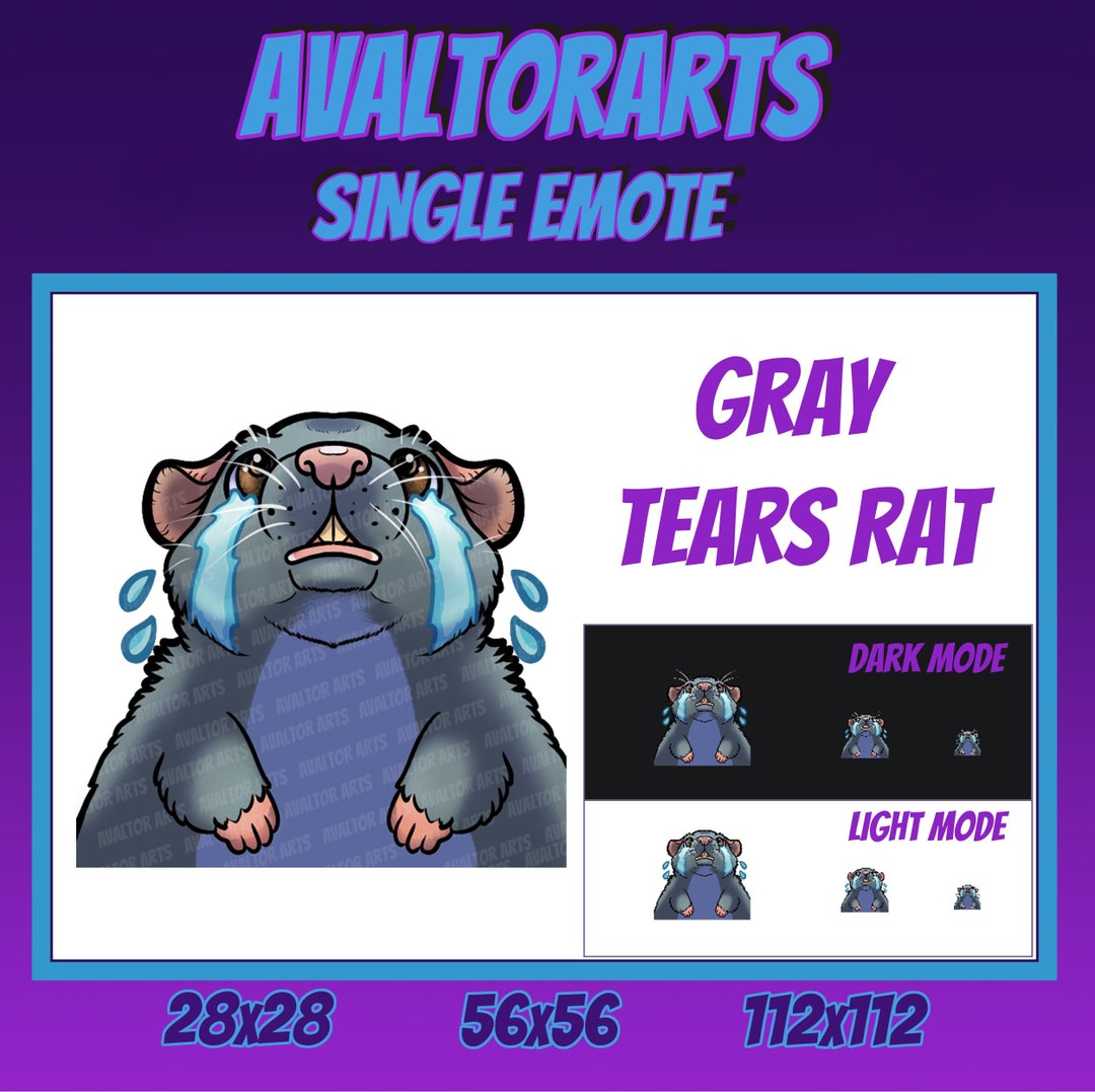 Gray RAT TEARS Channel Emote for Twitch/ Discord/ Stream/ Affiliate ...