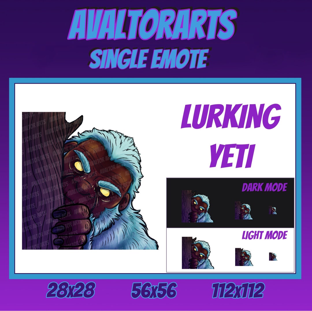 LURKING YETI Channel Emote for Twitch/ Discord/ Stream/ Affiliate/ Chat ...