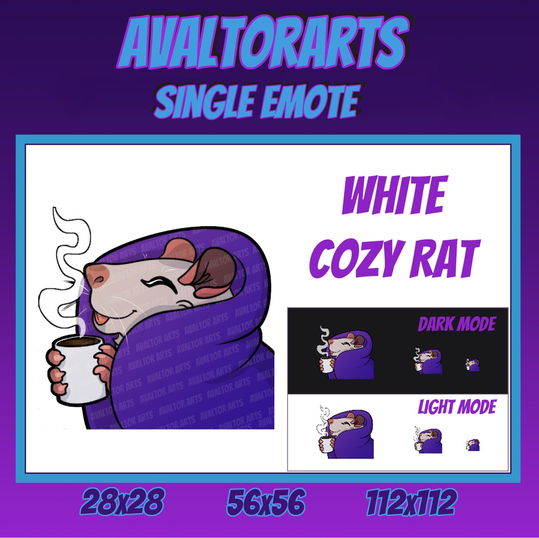 COZY WHITE RAT Channel Emote for Twitch/ Discord/ Stream/ Affiliate ...