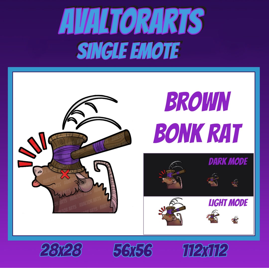 BONK BROWN RAT Channel Emote for Twitch/ Discord/ Stream/ Affiliate ...