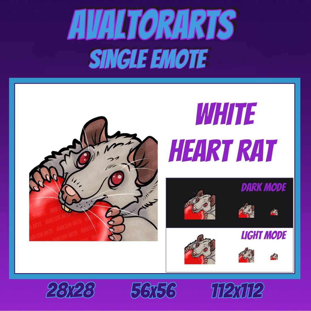 WHITE LOVE RAT Channel Emote for Twitch/ Discord/ Stream/ Affiliate ...