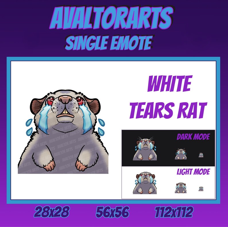 WHITE RAT TEARS Channel Emote for Twitch/ Discord/ Stream/ Affiliate ...