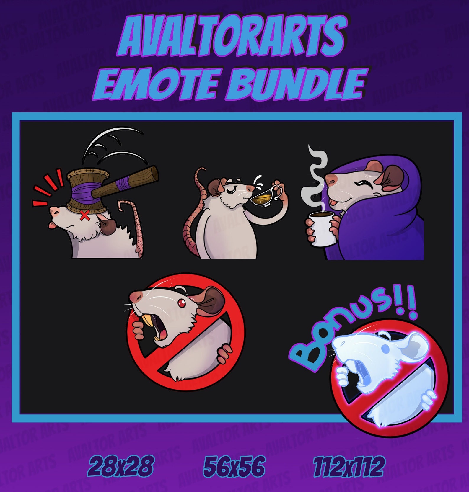4 WHITE RATS EMOTE Pack Channel Emote for Twitch/ Discord/ Stream ...
