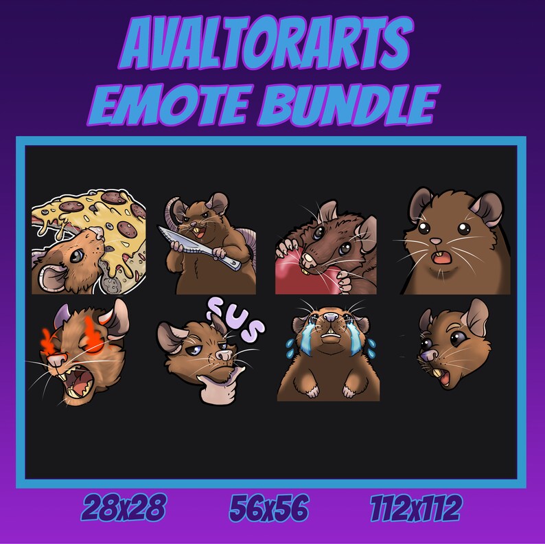 8 BROWN RATS EMOTE Channel Emote for Twitch/ Discord/ Stream/ Affiliate ...