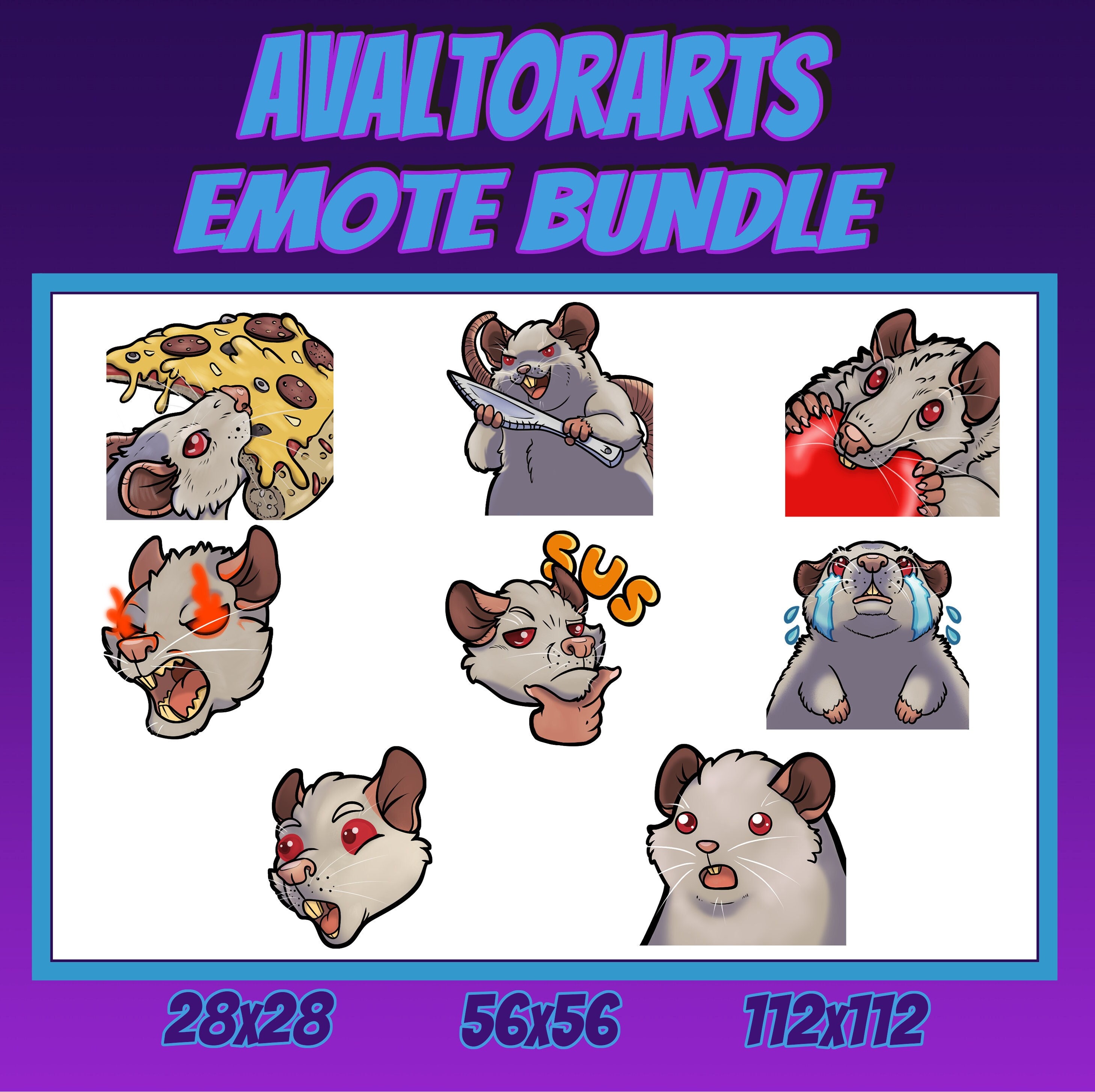 8 White RATS EMOTE Channel Emote for Twitch/ Discord/ Stream/ Affiliate ...