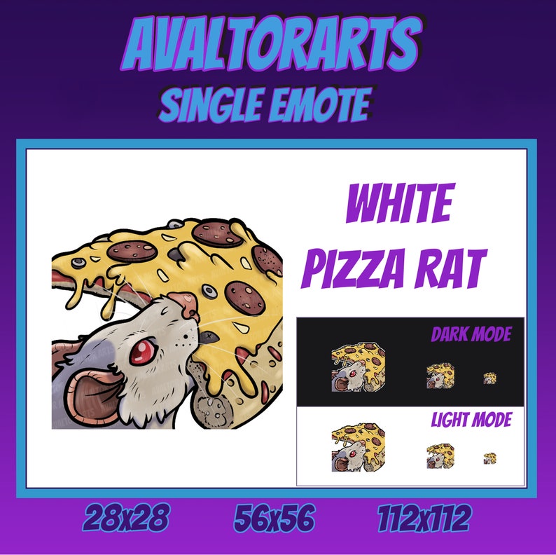 PIZZA WHITE RAT Channel Emote for Twitch/ Discord/ Stream/ Affiliate ...