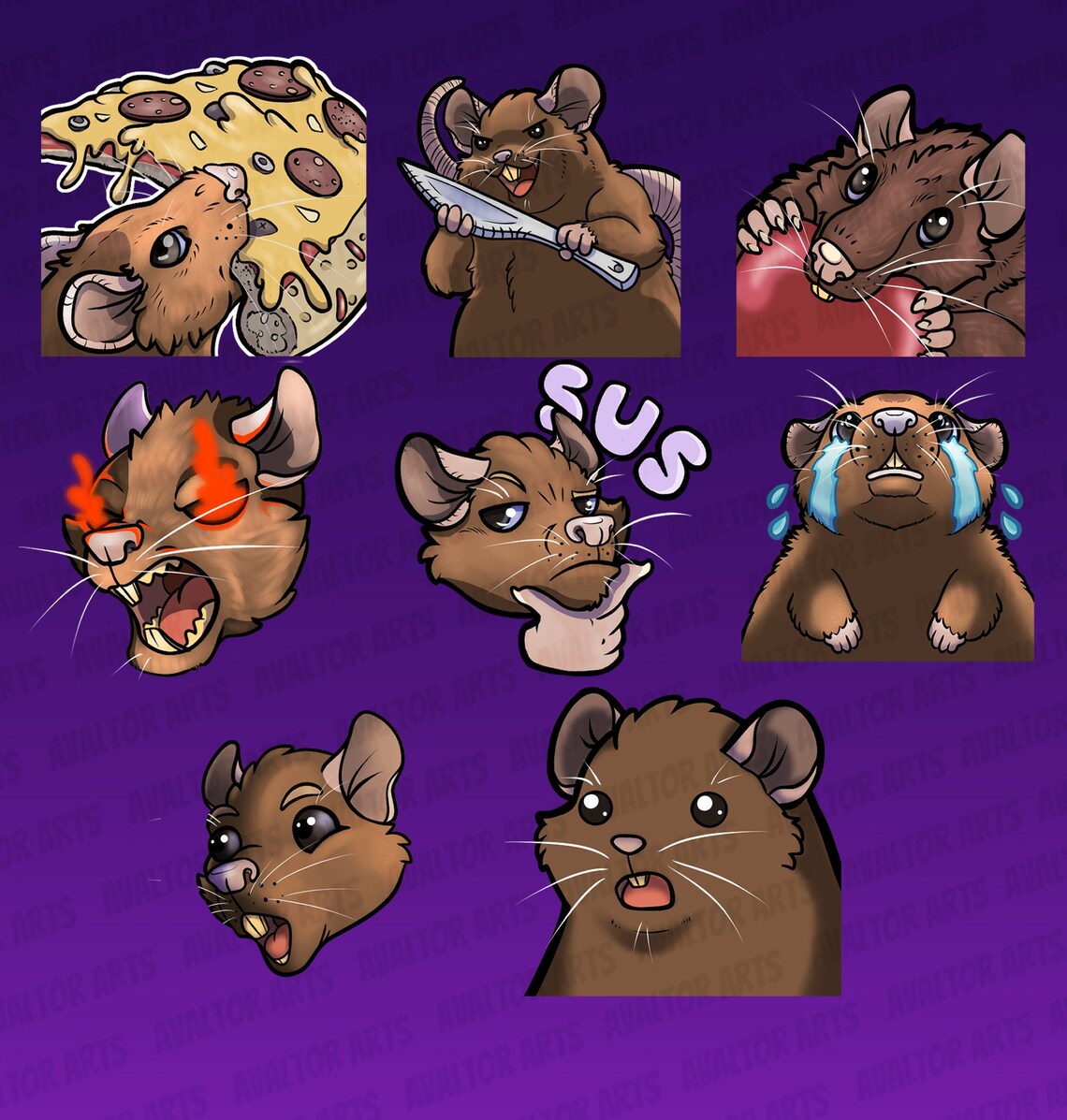 8 BROWN RATS EMOTE Channel Emote for Twitch/ Discord/ Stream/ Affiliate ...