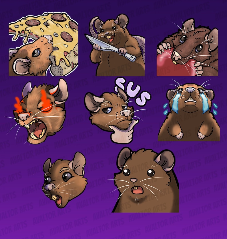 8 BROWN RATS EMOTE Channel Emote for Twitch/ Discord/ Stream/ Affiliate ...