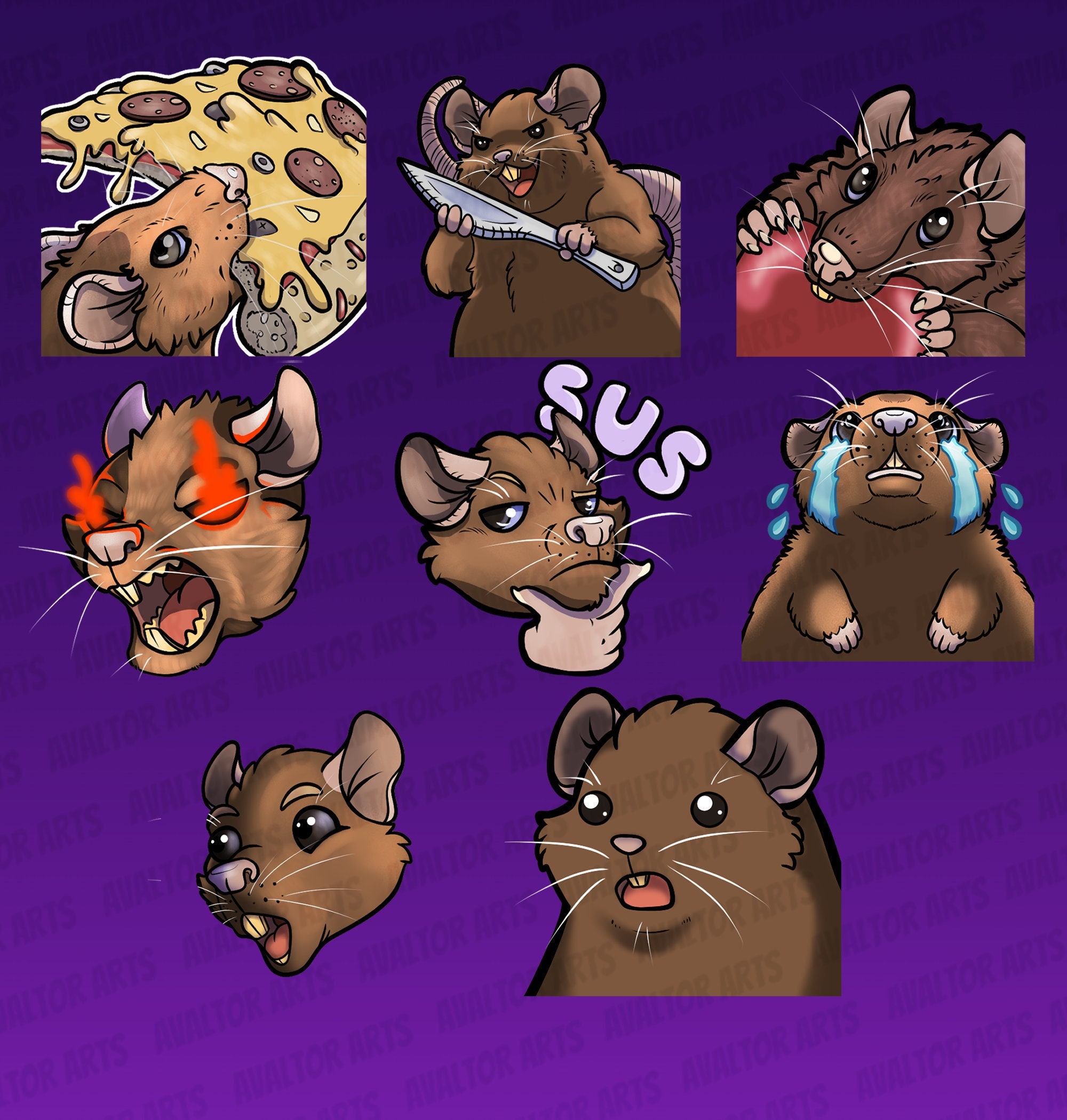 8 BROWN RATS EMOTE Channel Emote for Twitch/ Discord/ Stream/ Affiliate ...
