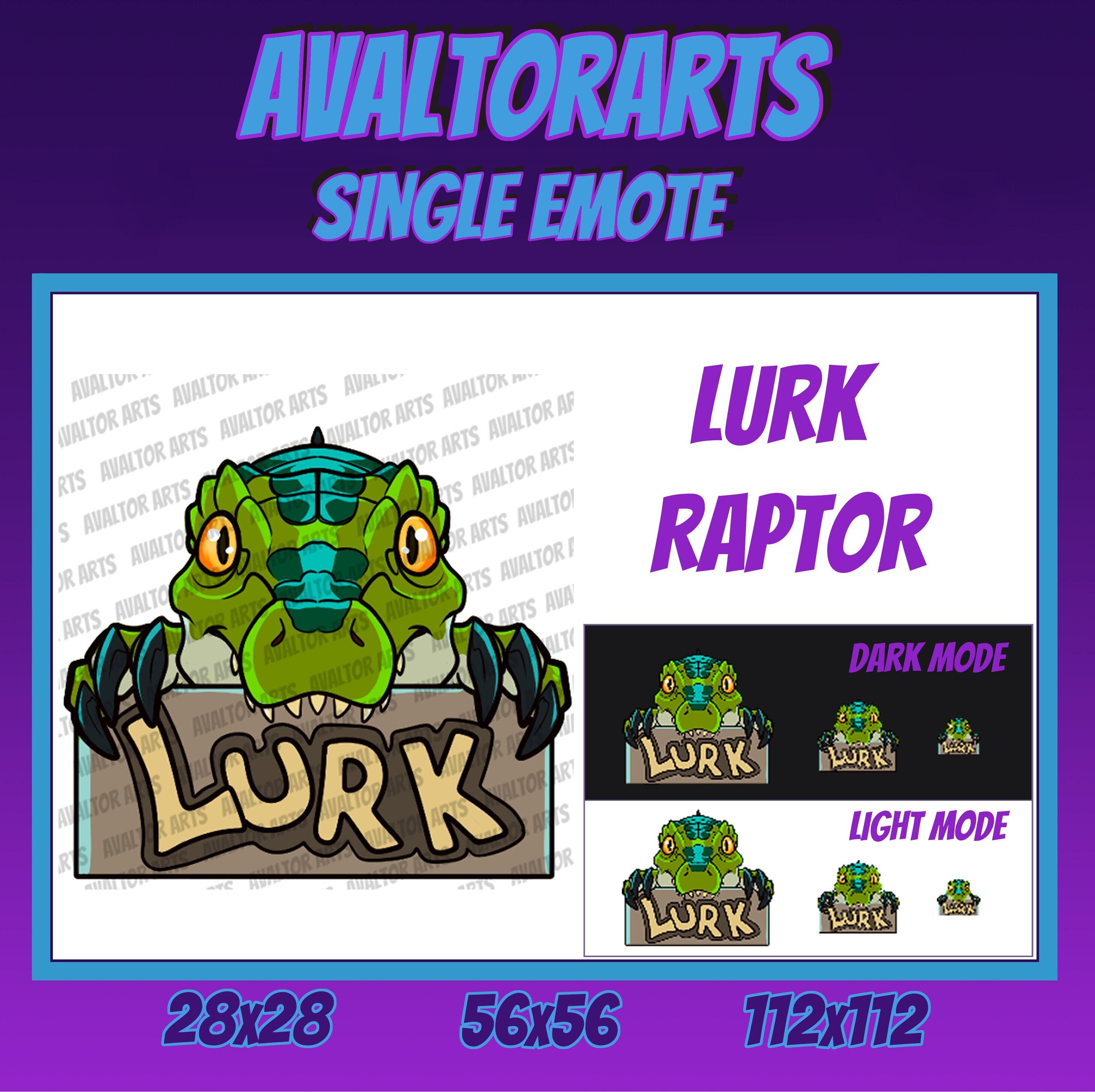 LURK RAPTOR Channel Emote for Twitch/ Discord/ Stream/ Affiliate/ Chat ...