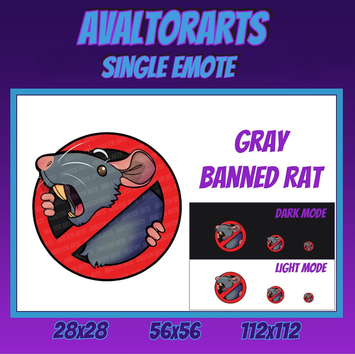 BANNED GRAY RAT Channel Emote for Twitch/ Discord/ Stream/ Affiliate ...