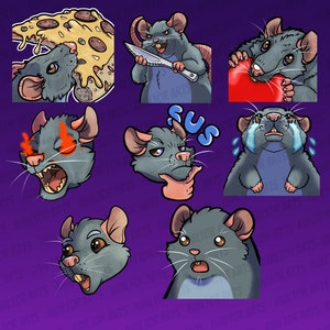 8 GRAY RATS EMOTE Channel Emote for Twitch/ Discord/ Stream/ Affiliate ...