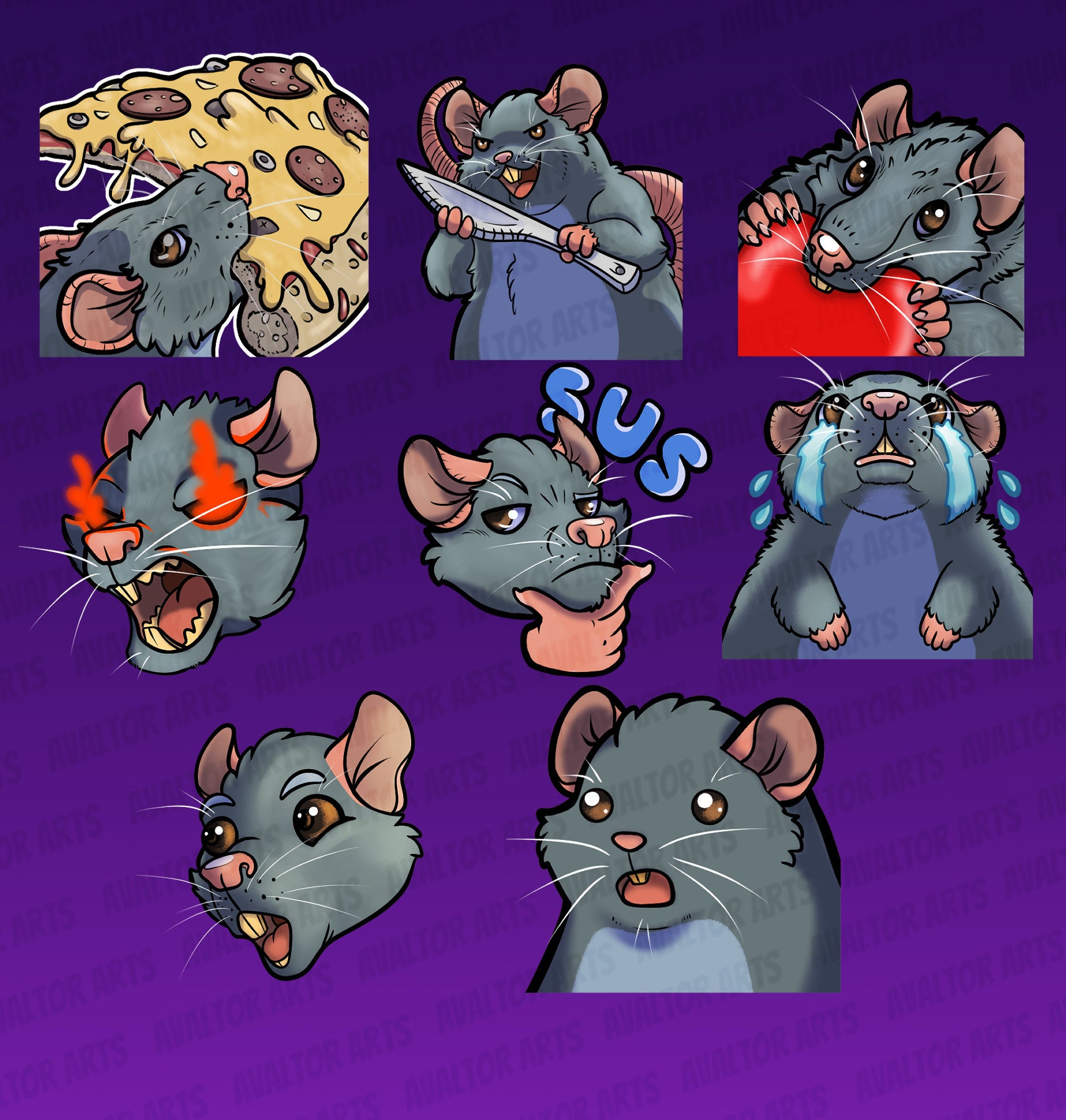 8 GRAY RATS EMOTE Channel Emote for Twitch/ Discord/ Stream/ Affiliate ...