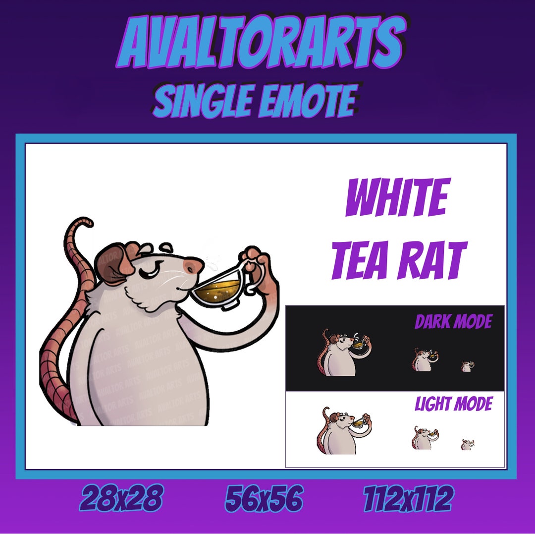 TEA TIME RAT White /channel Emote for Twitch/ Discord/ Stream ...
