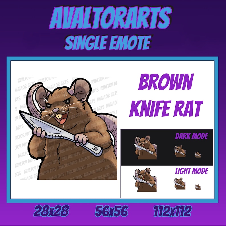 KNIFE RAT BROWN Channel Emote for Twitch/ Discord/ Stream/ Affiliate ...