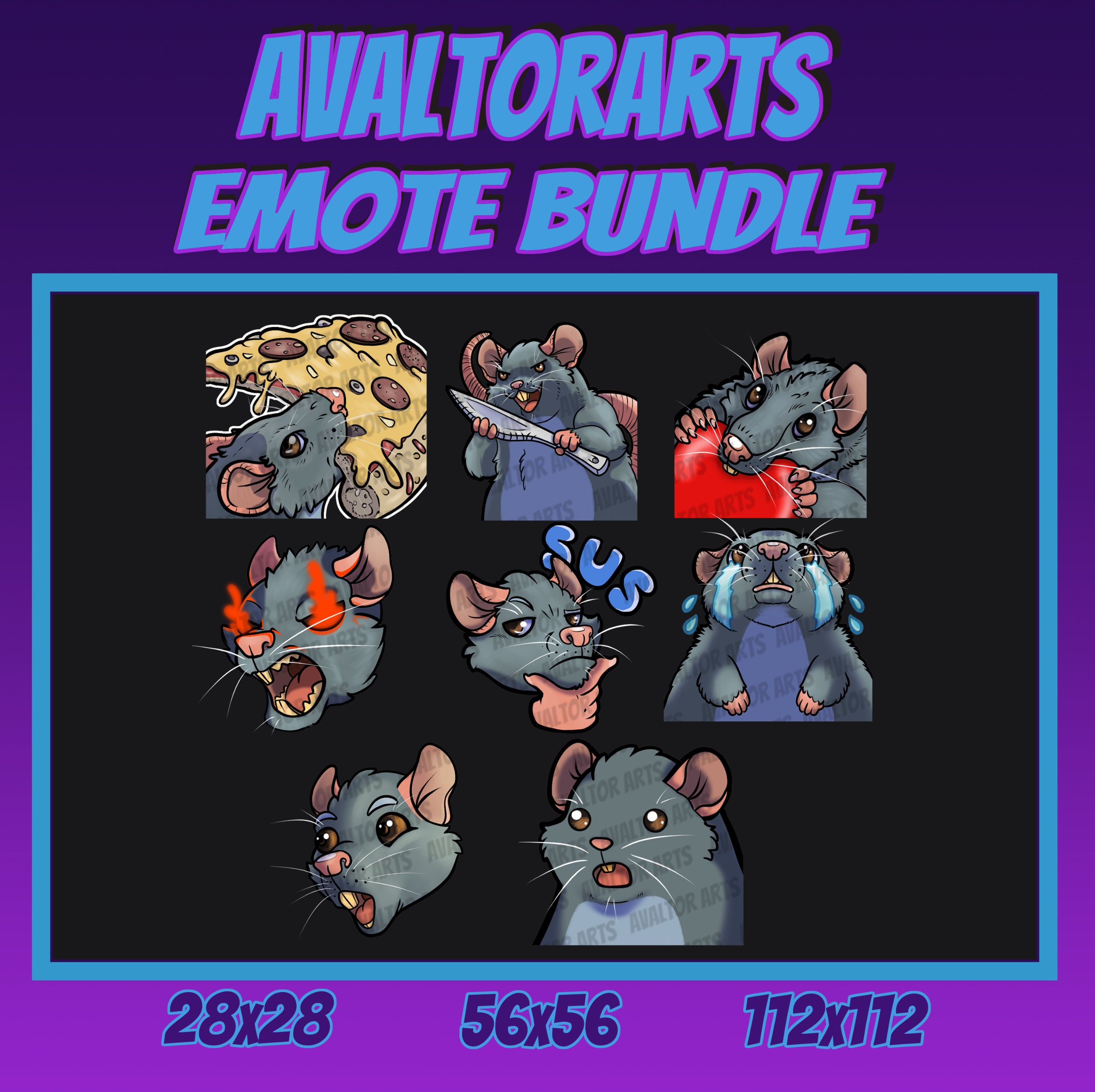 8 GRAY RATS EMOTE Channel Emote for Twitch/ Discord/ Stream/ Affiliate ...