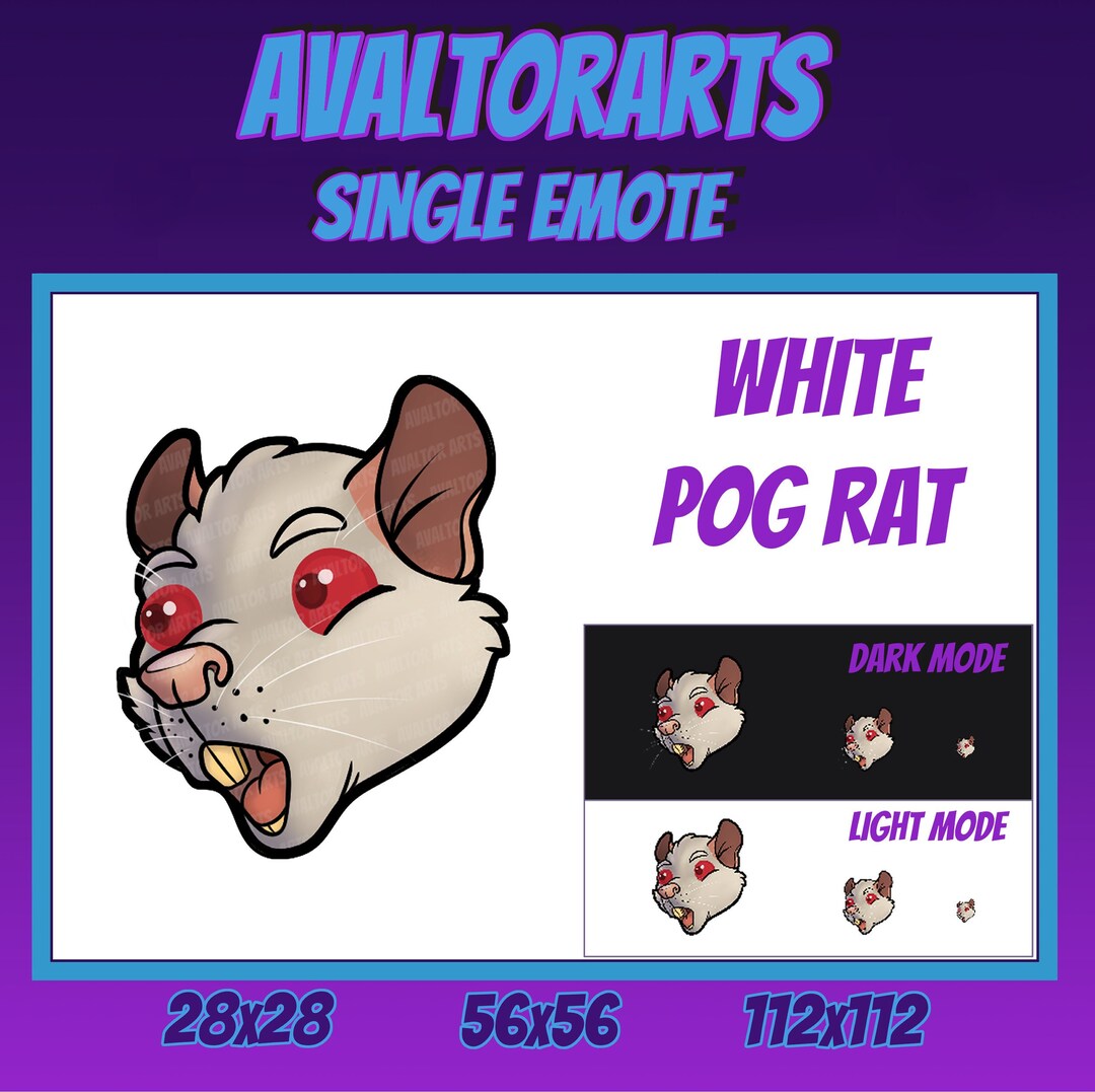 WHITE POG RAT Channel Emote for Twitch/ Discord/ Stream/ Affiliate ...