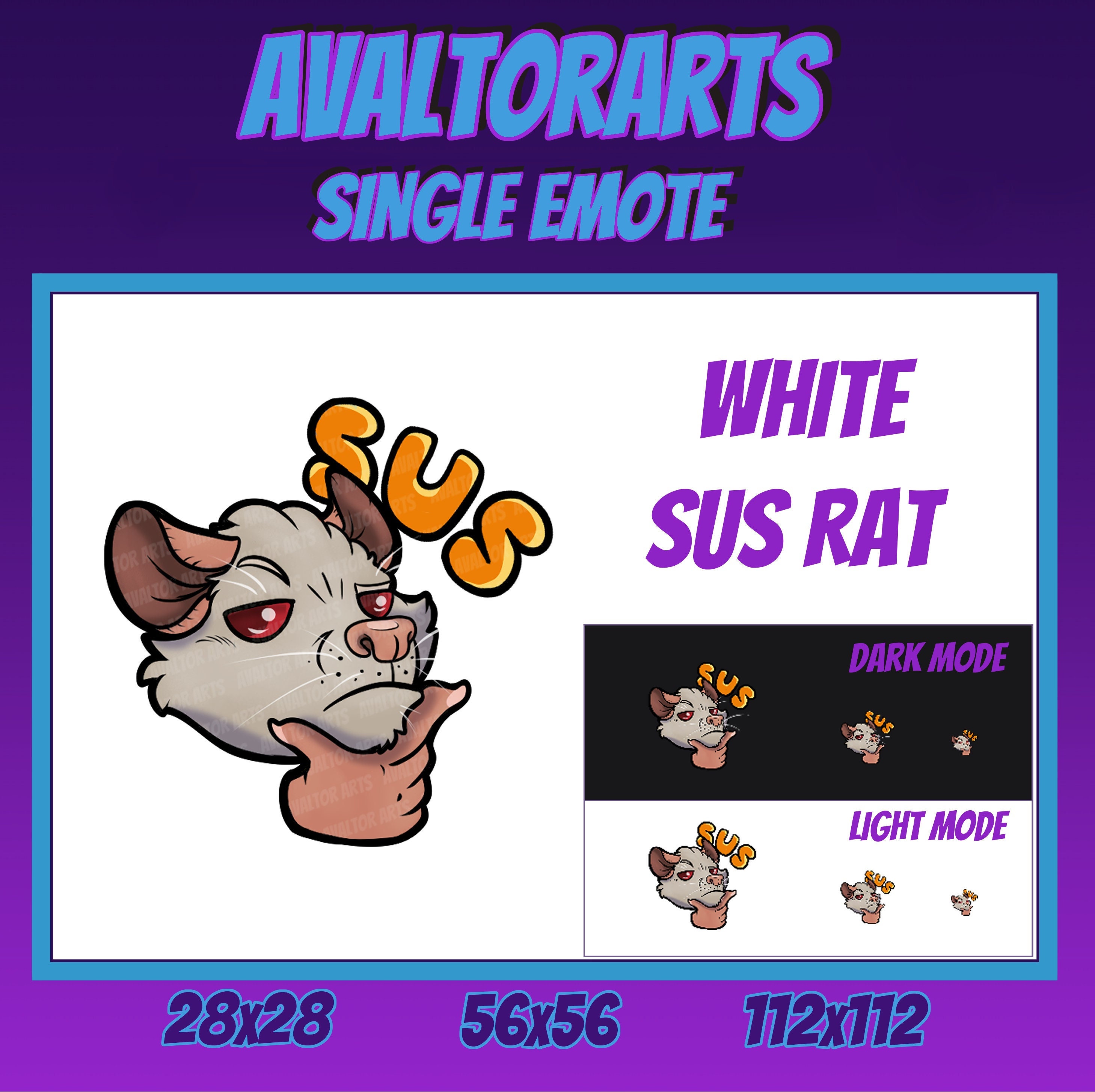 SUS RAT WHITE Channel Emote for Twitch/ Discord/ Stream/ Affiliate ...