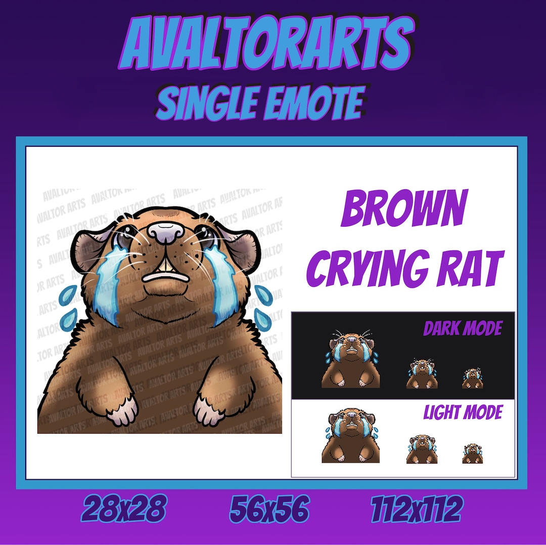 RAT TEARS BROWN Channel Emote for Twitch/ Discord/ Stream/ Affiliate ...